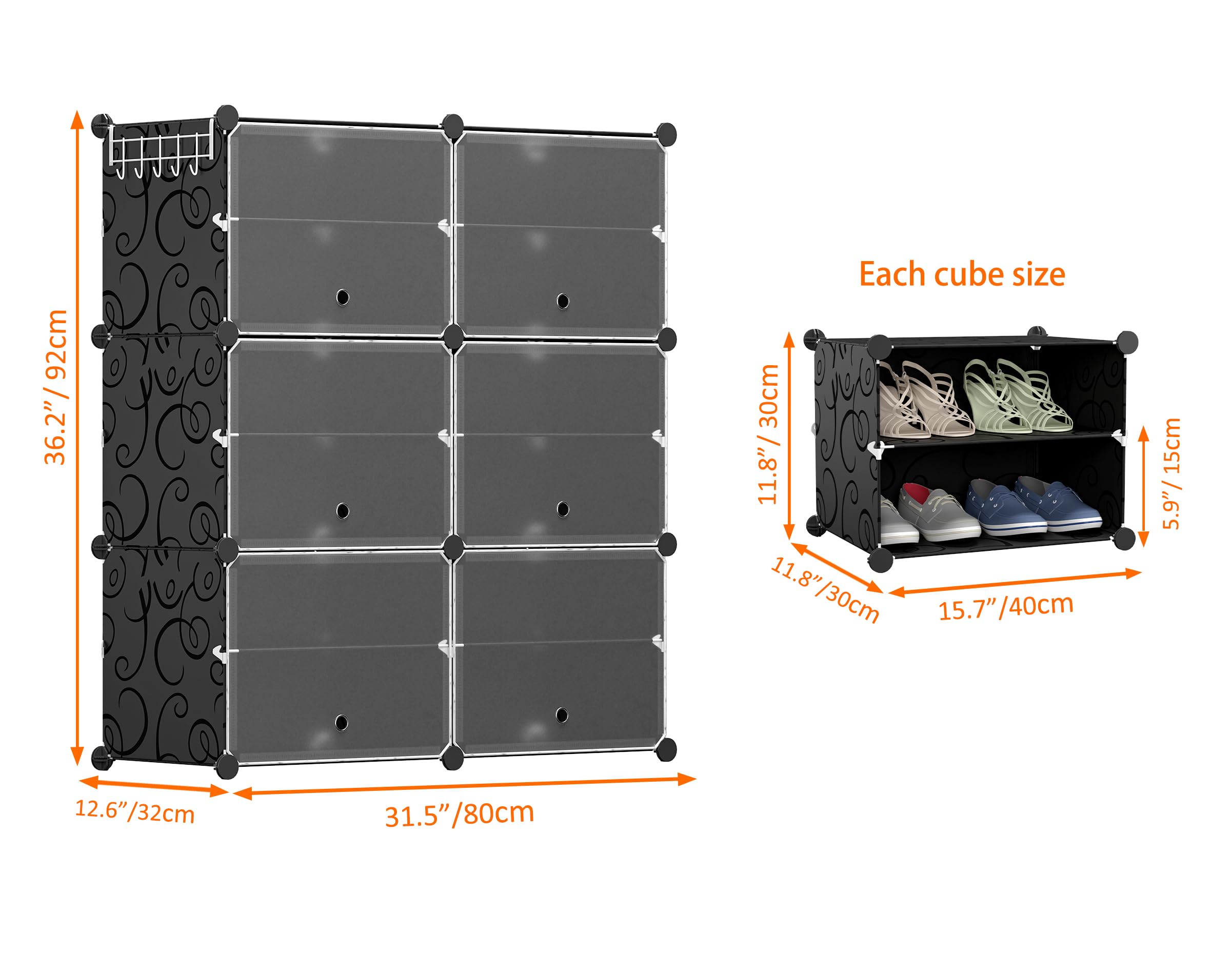 HOMIDEC Shoe Rack Organizer, 6 Tier Storage Cabinet 24 Pair Plastic Shoe Shelves for Closet Hallway Bedroom Entryway