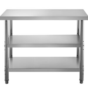 commercial stainless steel outdoor food prep table with adjustable undershelf - heavy duty kitchen work table for garage, home, warehouse, and kitchen