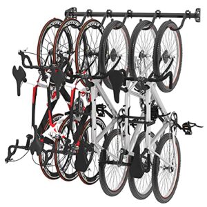 fleximounts 6-bike storage rack for garage, heavy-duty wall mount hanger for home & garage, holds up to 300lbs