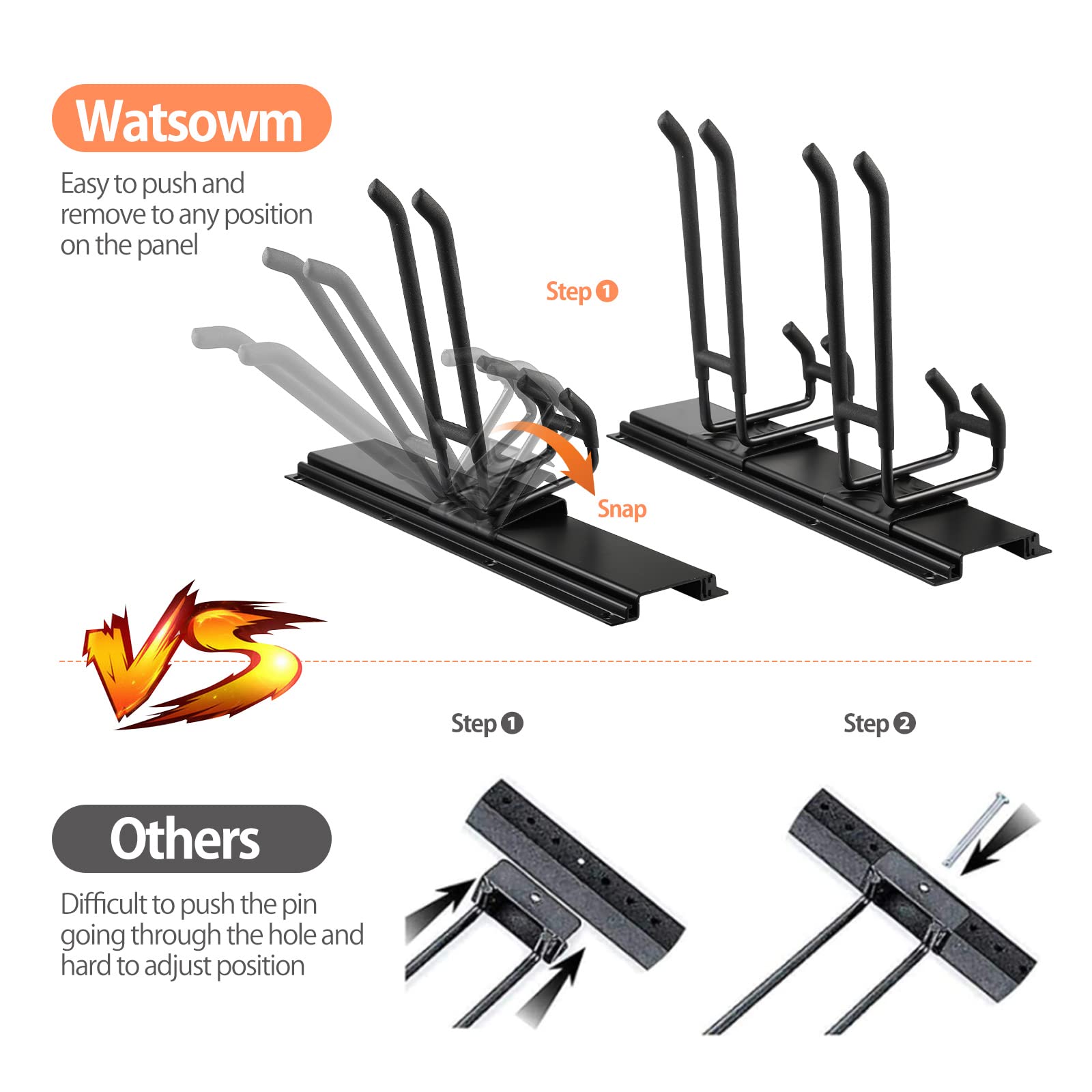 Garage Tool Storage Rack, Garage Organizer Wall Mounted Storage System with 6 Hooks, Max 300 lbs Super Heavy Duty Garden Tool Hanger Rack for Ski Gears, Chair, Broom, Mop, Rake Shovel Yard Tools