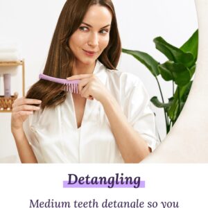 Detangling Hair Comb for Women - 2-Sided Gentle Styling Comb With Wide and Fine Teeth - Conditioning and Detangling Comb for Thin, Thick, Curly, Straight, and All Other Womens Hair Types by Keranique