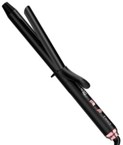 farery long barrel curling iron 1 inch, extra long curling iron for thin hair, ceramic curling iron infused argan oil & keratin, long lasting styling, 11 adjustable temp, include clips & silicone pad