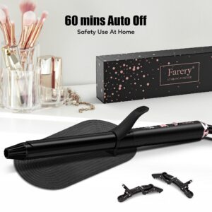 FARERY Long Barrel Curling Iron 1 Inch, Extra Long Curling Iron for Thin Hair, Ceramic Curling Iron Infused Argan Oil & Keratin, Long Lasting Styling, 11 Adjustable Temp, Include Clips & Silicone Pad