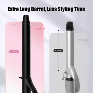 FARERY Long Barrel Curling Iron 1 Inch, Extra Long Curling Iron for Thin Hair, Ceramic Curling Iron Infused Argan Oil & Keratin, Long Lasting Styling, 11 Adjustable Temp, Include Clips & Silicone Pad