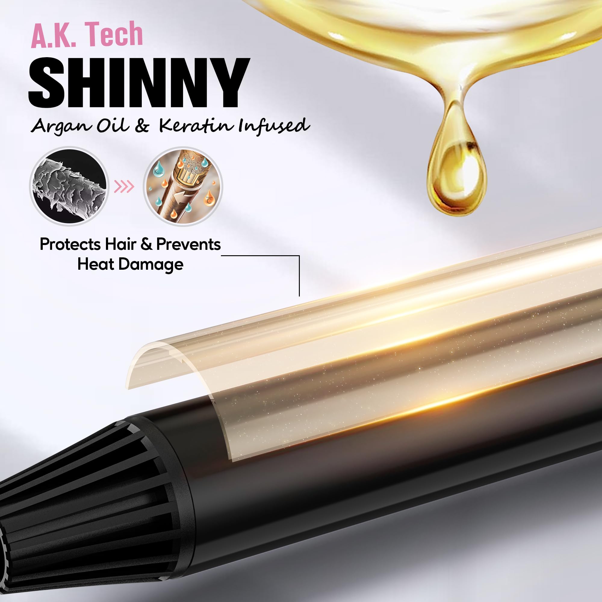 FARERY Long Barrel Curling Iron 1 Inch, Extra Long Curling Iron for Thin Hair, Ceramic Curling Iron Infused Argan Oil & Keratin, Long Lasting Styling, 11 Adjustable Temp, Include Clips & Silicone Pad