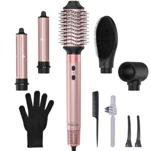 brightup air styler, professional hair dryer brush with 110,000 rpm high-speed negative ionic blow dryer, auto wrap curlers, multi hair styler for fast drying styling curling straightening volumizing