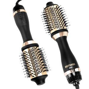 beitmiss hair dryer brush, blow dryer brush oval barrel for quick and salon-quality results, detachable hot air brush with ionic technology volumizer and styler for frizz control and shine