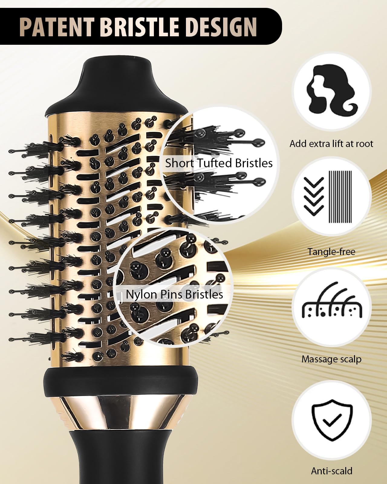 BEITMISS Hair Dryer Brush, Blow Dryer Brush Oval Barrel for Quick and Salon-Quality Results, Detachable Hot Air Brush with Ionic Technology Volumizer and Styler for Frizz Control and Shine