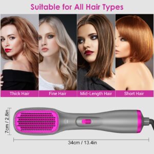 APOKE 3 in 1 Hair Dryer Brush & Straightener Brush, Professional 1200W Powerful Ceramic Tourmaline Ionic Hot Air Brush, 3 Heat/2 Speed Settings One Step Hair Dryer and Styler for All Hair Types