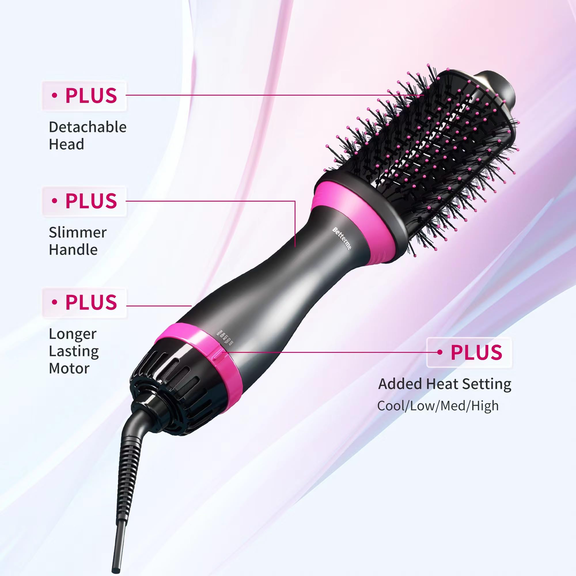 Hair Dryer Brush Blow Dryer Brush in One with Cool Low Medium and High Settings, 1200W Hot Air Brush and Volumizer Plus 2.0, Oval