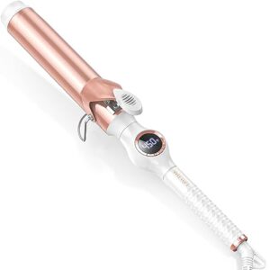 weeyum 1 1/2 inch curling iron, large barrel curling wand for hair, ceramic tourmaline hair curling iron double voltage(100-240v)