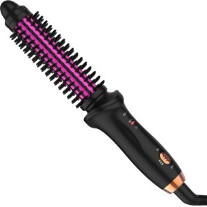 curling iron brush 3/4 inch barrel for travel, dual voltage brush curling iron for short long hair, curling brush heated tourmaline ceramic barrel