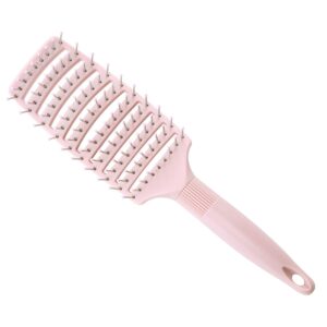 curved vented hair brush fast drying detangling massage brushes for long wet dry thick thin curly natural hairs women| airflow- from easyflowing pink blue green (pink)