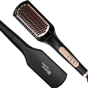 nicebay® hair straightener brush, negative ion hair straightening brush for women, anti-scald & auto-off feature, fast heating & 6 temp settings