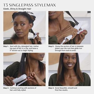 T3 SinglePass StyleMax Professional 1" Ceramic Flat Iron with Custom Heat Automation, 9 Heat Settings, Longer Ceramic Plates, For Straightening, Waving, Curling & Styling