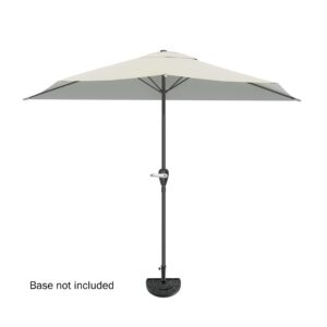 Half Umbrella Outdoor Patio Shade - 9 ft Patio Umbrella with Easy Crank - Small Canopy for Balcony, Table, or Deck by Pure Garden (Tan)