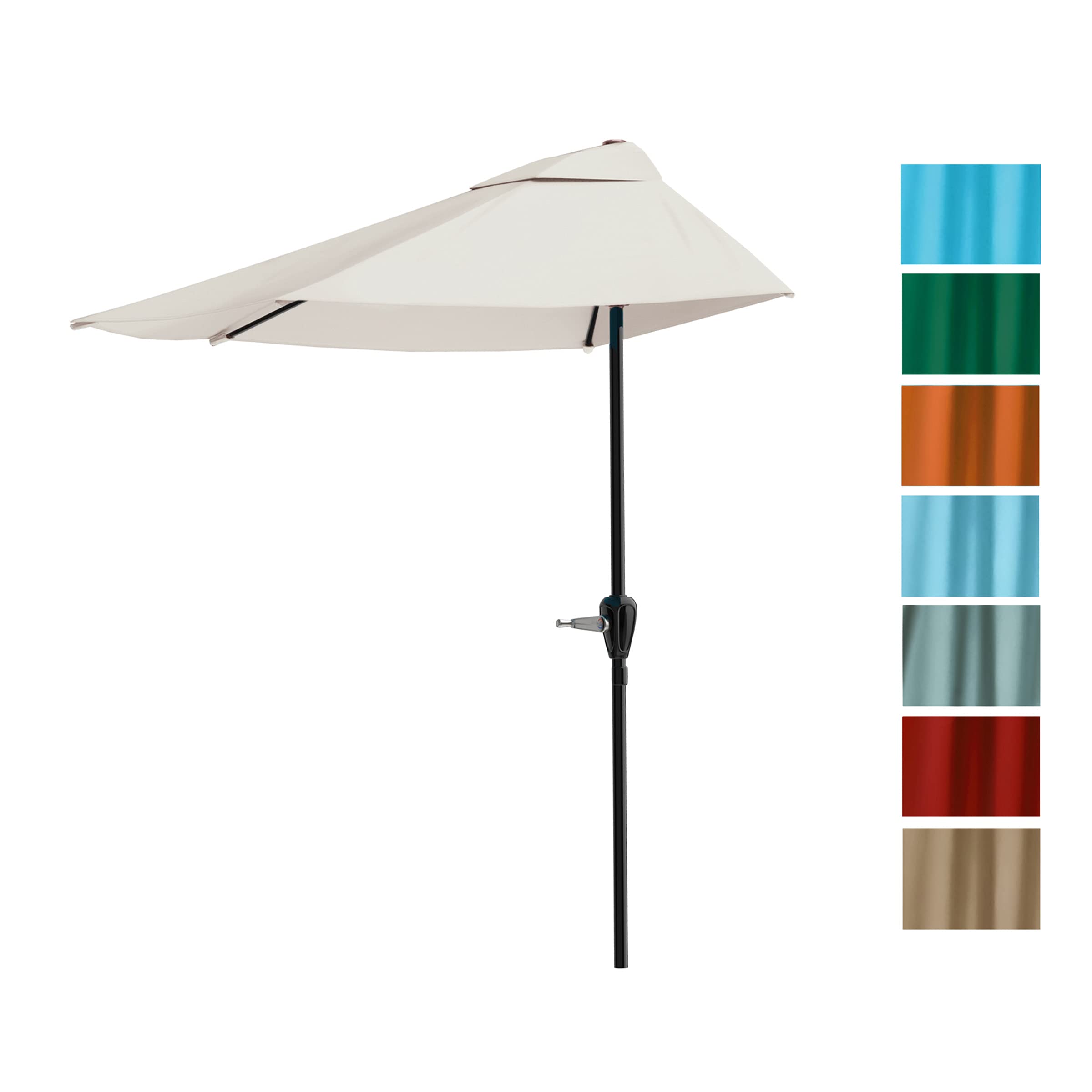 Half Umbrella Outdoor Patio Shade - 9 ft Patio Umbrella with Easy Crank - Small Canopy for Balcony, Table, or Deck by Pure Garden (Tan)