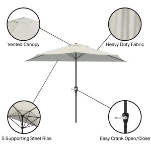 Half Umbrella Outdoor Patio Shade - 9 ft Patio Umbrella with Easy Crank - Small Canopy for Balcony, Table, or Deck by Pure Garden (Tan)