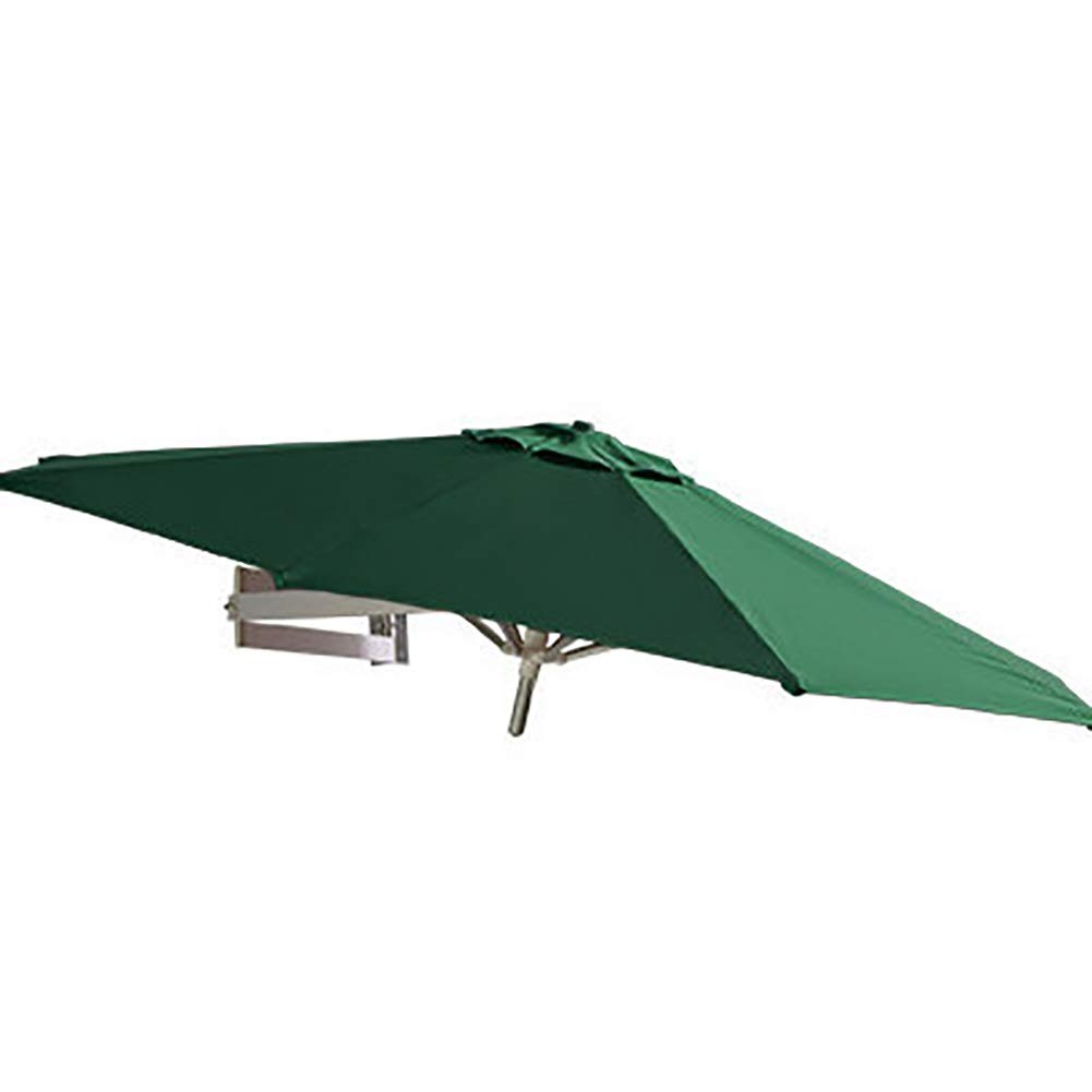 ROLTIN Green Wall Mounted Patio Umbrella, Garden Parasol, 8.2ft Deck Sun Shade Umbrella with 8 Ribs, Outdoor Umbrella for Backyard