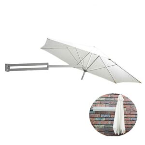 NOALED Parasols 8ft / 250cm Wall Balcony Patio Umbrella, Garden Wall Mounted Cantilever Tilting Sunshade Umbrella with Metal Pole