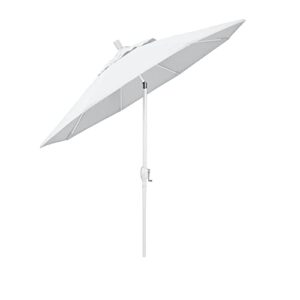 California Umbrella 7.5' Round Aluminum Market Umbrella, Crank Lift, Push Button Tilt, White Pole, White Olefin