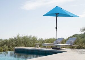 whiteline modern outdoor living um1696-blu asher 9' side wall umbrella in blue,manual handle,base sold separately