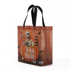 Earthwise Reusable Small Candy Totes Halloween Heavy Duty Water Resistant Material Assorted Holiday Prints (Pack of 6)