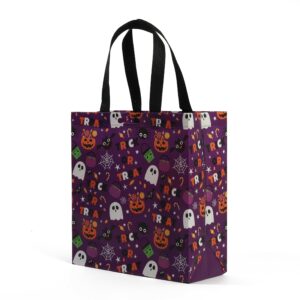 Earthwise Reusable Small Candy Totes Halloween Heavy Duty Water Resistant Material Assorted Holiday Prints (Pack of 6)