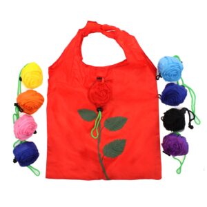 YUYIKES 10PCS Folding Shopping Bags Reusable Roses Shopping Tote Bags Compact Eco Periodic Duty Recycling Use Shopping Bags (Roses)