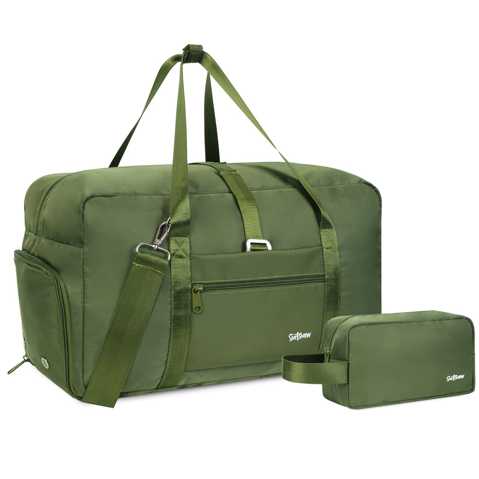 sportsnew Sports Gym Travel Duffel Bags Weekender Overnight Shoulder with Shoes Compartment and Wet Dry Storage Pockets with Adjustable Yoga Mat Holder Bags for Women Army Green