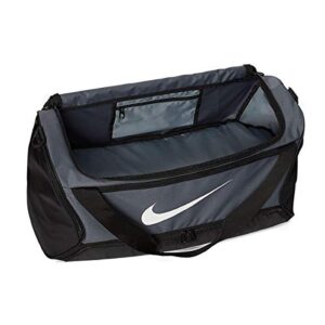 Nike Brasilia Training Medium Duffle Bag, Durable Nike Duffle Bag for Women & Men with Adjustable Strap, Flint Grey/Black/White