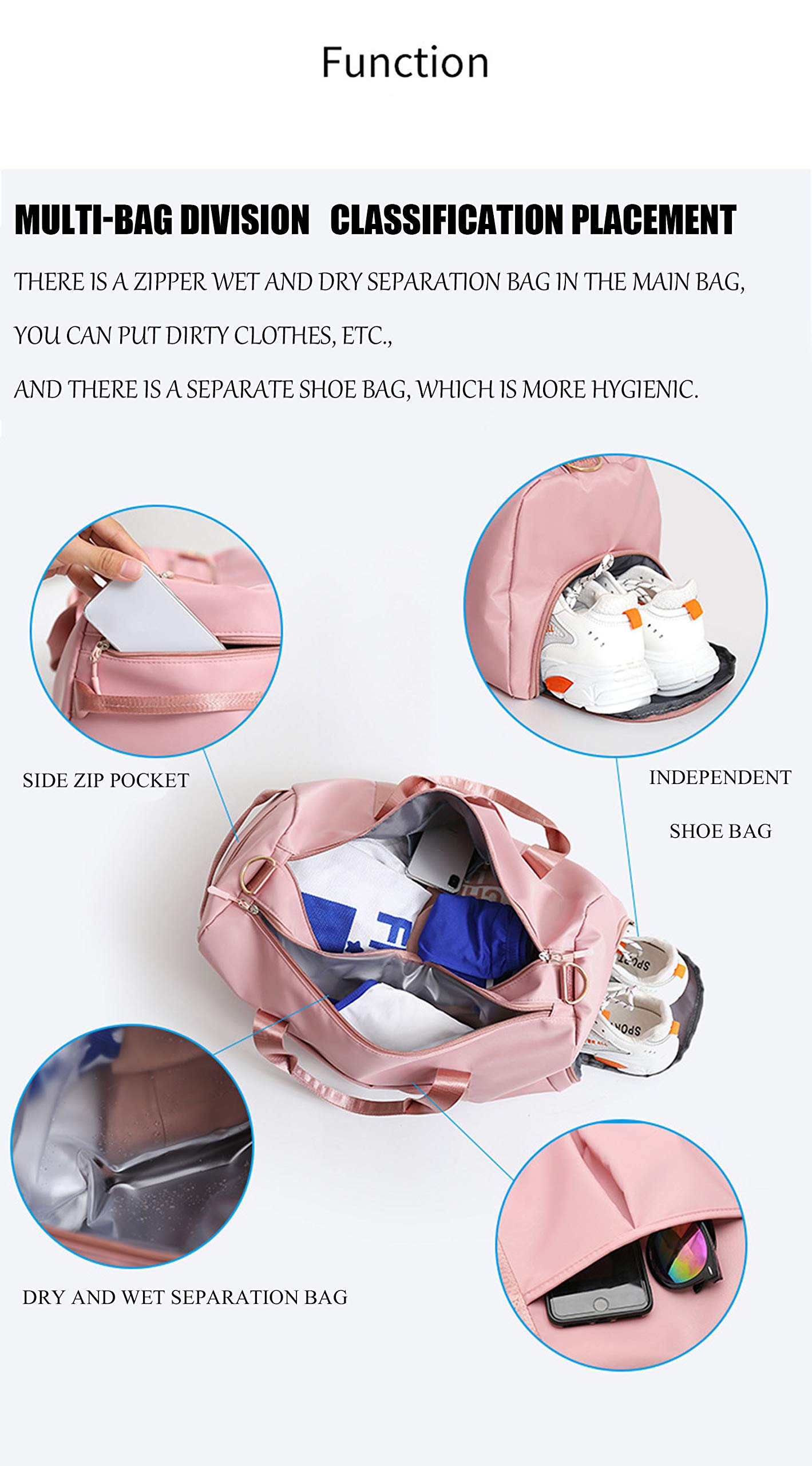 SENGTER Gym Bag with Shoe Compartment and Wet Pocket Nylon Waterproof Duffel Bags for Traveling Shoe Bag Sports Bag Dance Bag for Girls Travel Bags for Women Mens Overnight Bag Gym Equipment