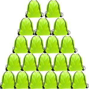 goodtou drawstring backpacks, bulk nylon backpack cinch sack drawstring gym bag for sport, traveling, team (20pcs, fluorescent green)