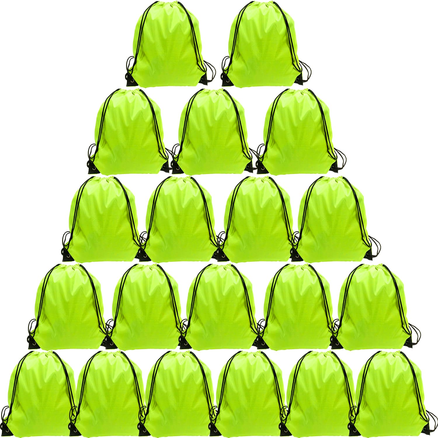 GoodtoU Drawstring Backpacks, Bulk Nylon Backpack Cinch Sack Drawstring Gym Bag for Sport, Traveling, Team (20Pcs, Fluorescent Green)