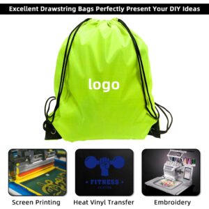 GoodtoU Drawstring Backpacks, Bulk Nylon Backpack Cinch Sack Drawstring Gym Bag for Sport, Traveling, Team (20Pcs, Fluorescent Green)