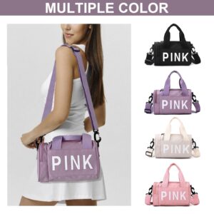 Orgonite Mini Small Crossbody Bag Gym Bag for Women Men, Cute Small Duffle Bag Aesthetic Sports Handbag, Waterproof Gym Tote Bag Portable Fitness Shoulder Bag for Sports Travel (Purple-1)