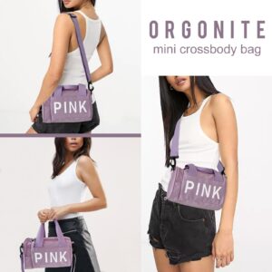 Orgonite Mini Small Crossbody Bag Gym Bag for Women Men, Cute Small Duffle Bag Aesthetic Sports Handbag, Waterproof Gym Tote Bag Portable Fitness Shoulder Bag for Sports Travel (Purple-1)