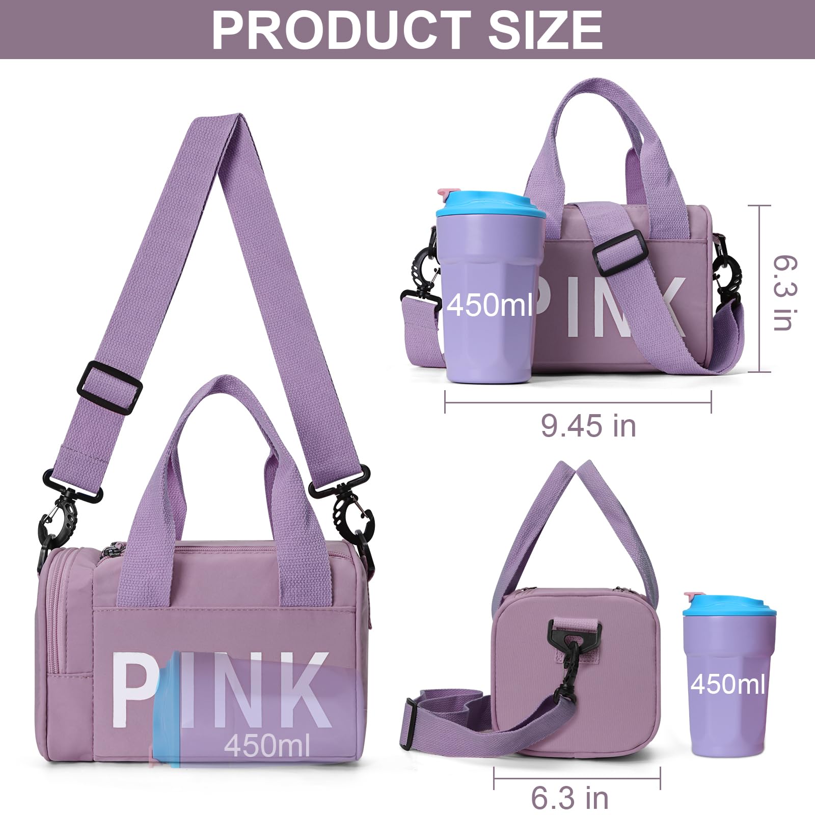 Orgonite Mini Small Crossbody Bag Gym Bag for Women Men, Cute Small Duffle Bag Aesthetic Sports Handbag, Waterproof Gym Tote Bag Portable Fitness Shoulder Bag for Sports Travel (Purple-1)