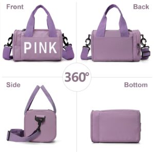 Orgonite Mini Small Crossbody Bag Gym Bag for Women Men, Cute Small Duffle Bag Aesthetic Sports Handbag, Waterproof Gym Tote Bag Portable Fitness Shoulder Bag for Sports Travel (Purple-1)