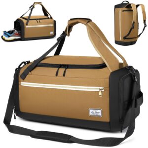 cico rider gym bags for men with shoes compartment & wet pocket 4 way large sports duffle bag backpack birthday/father's day gift for men (brown)