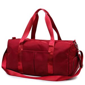 karresly sports gym bag for women travel duffel bag with wet pocket and shoes compartment for training swim yoga(red)