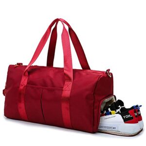 KARRESLY Sports Gym Bag for Women Travel Duffel Bag with Wet Pocket and Shoes Compartment for Training Swim Yoga(Red)