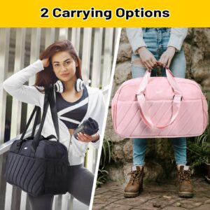 MIER Gym Bag for Women Cute Pink Travel Duffle Bags Quilted Shoulder Weekender Overnight Tote Bags with Shoes Compartment and Wet Pocket, 35L