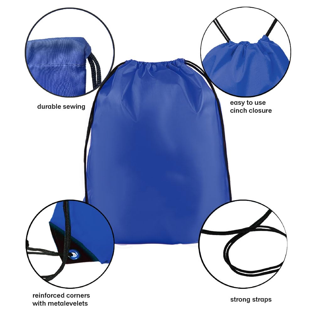 Drawstring Backpack Bulk 20 Pcs Draw String Backpack Bags DIY Gym Sports Traveling Yoga Cinch Bag Sackpack Drawstring (Royal Blue bluenoya)