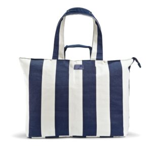 Fit & Fresh All The Things Weekender Bag for Women, Large Tote Bag For Women, Travel Bag For Women, Overnight Bag, Beach Bag, Extra Large Tote Bag With Compartments, Navy Stripe