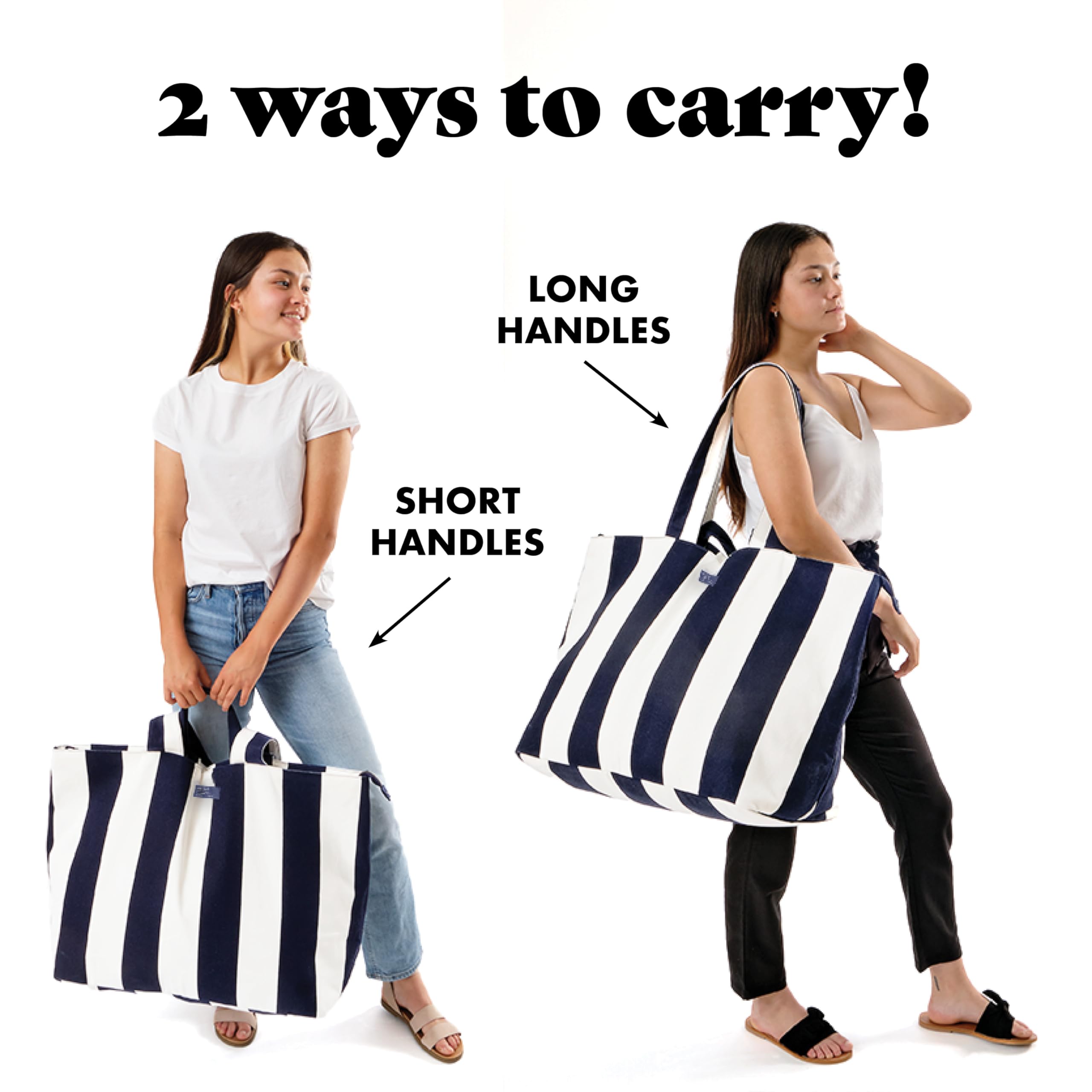 Fit & Fresh All The Things Weekender Bag for Women, Large Tote Bag For Women, Travel Bag For Women, Overnight Bag, Beach Bag, Extra Large Tote Bag With Compartments, Navy Stripe