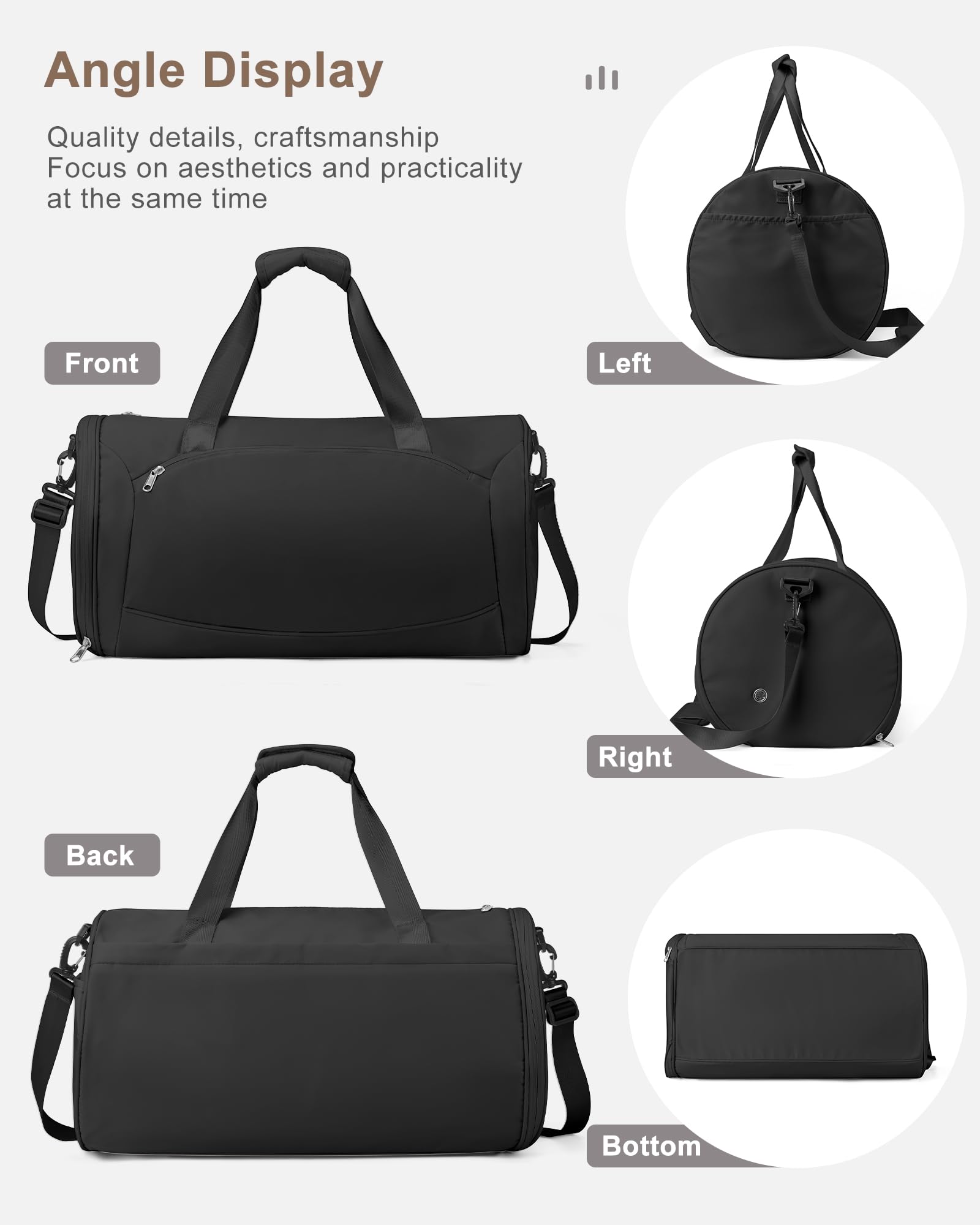 Weekender Bags For Women Men With Shoe Compartment Travel Bags For Women Men Large Duffel Bags For Traveling Gym Duffle Bag Travel Duffel Bags Black