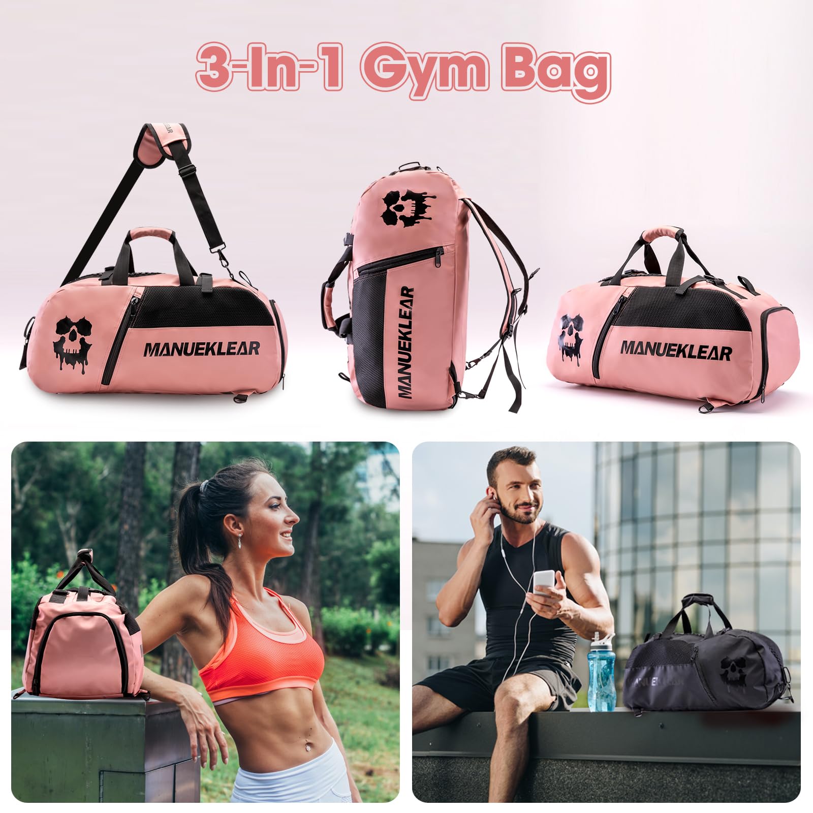 Gym Bag for Women and Men Duffle Bag for Men with Shoe Compartment, Women Sports Duffel Bags for Traveling with Wet Pocket, Gym Backpack for Men Workout Weekender