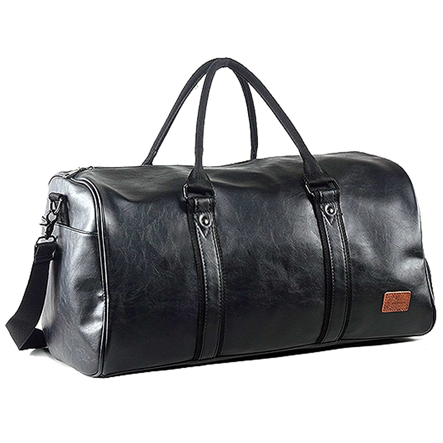 Weekender Oversized Travel Duffel Bag With Shoe Pouch, Leather Carry On Bag