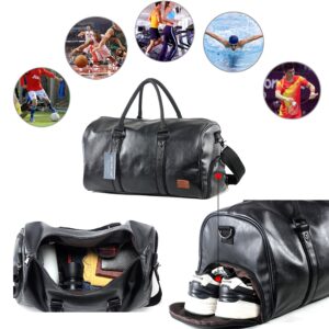 Weekender Oversized Travel Duffel Bag With Shoe Pouch, Leather Carry On Bag